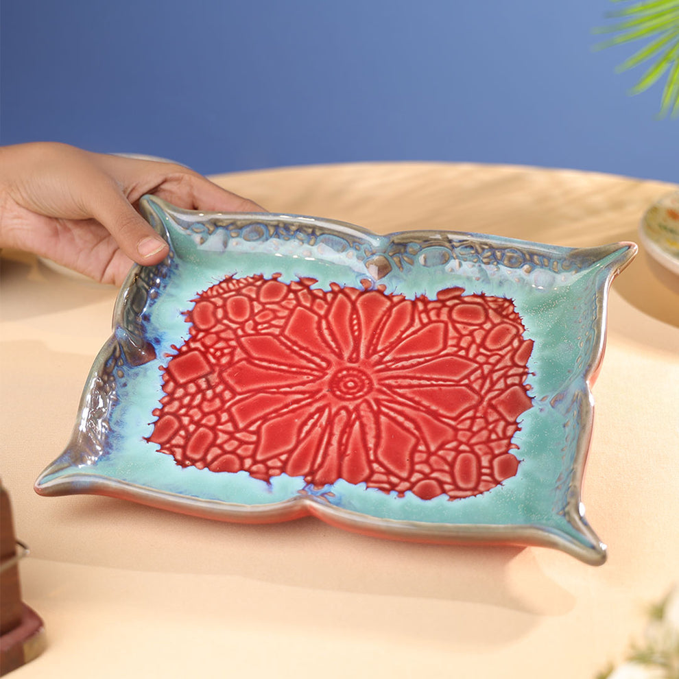 Buy Handmade 10" Embossed Pottery Platter – Serve in Style – Ethnic ...