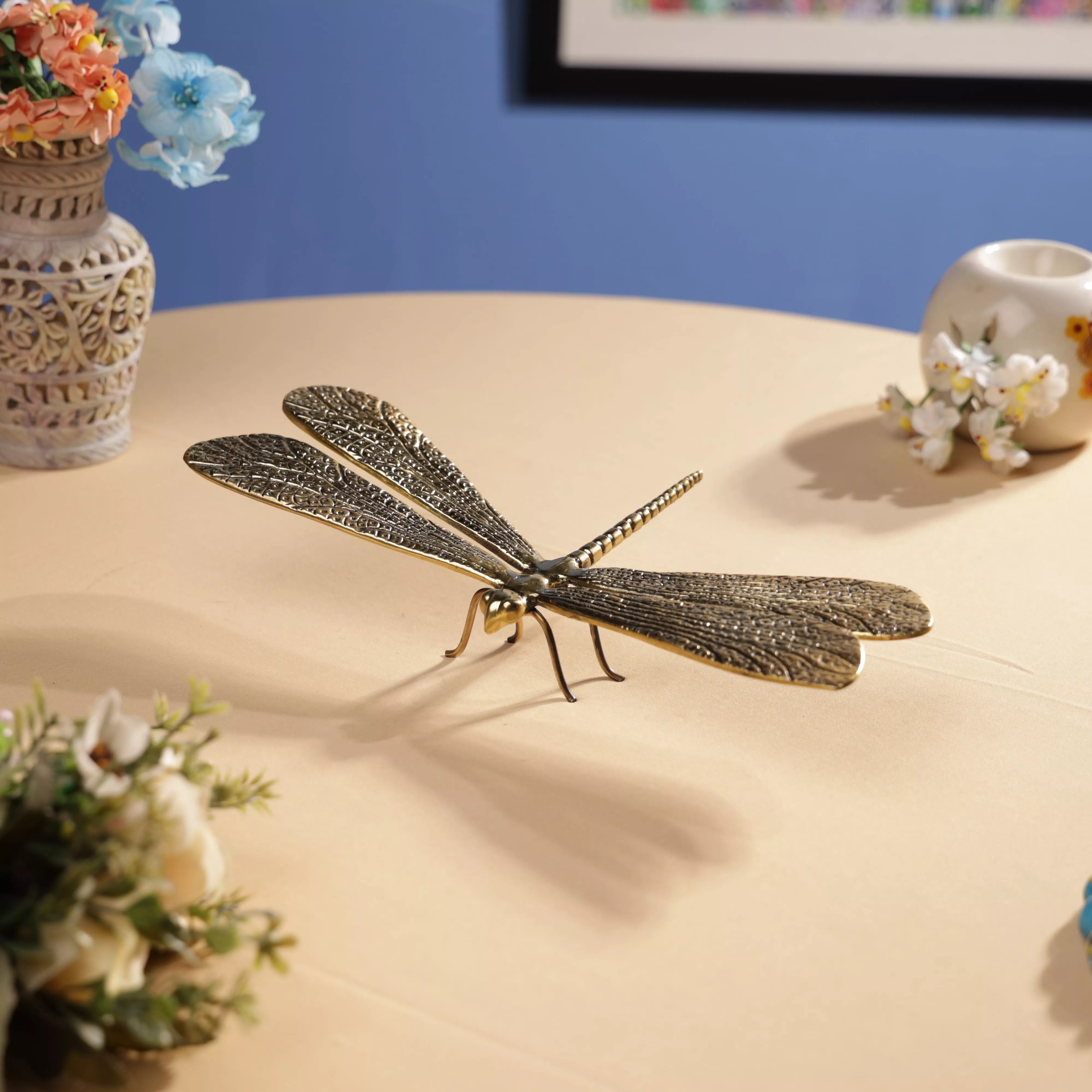 Buy Golden Brass Dragon Fly Table Decor | Elegant Accent – Ethnic India ...